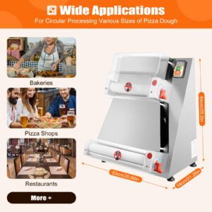 WUSILILU 3-15in Commercial Pizza Dough Roller Sheeter, 370W Commercial Pastry Press Making Machine Automatic Pizza Presses Maker Equipment for Bakeries, Pizzerias, Restaurants, Kitchens