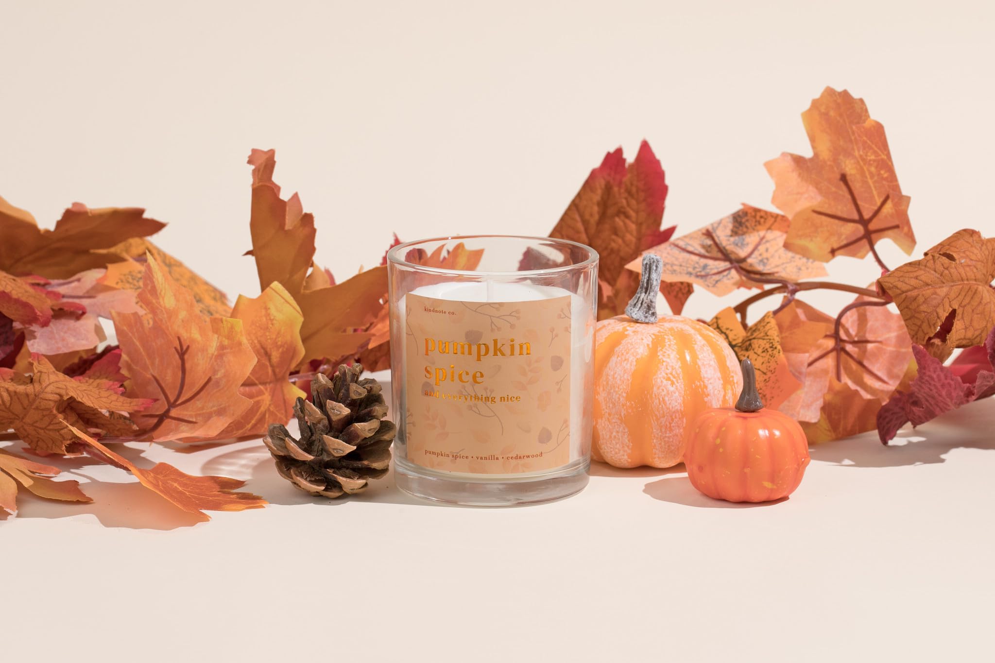 Kindnote Co. Pumpkin Spice Candle | 8oz Soy Wax Cedarwood, Vanilla Pumpkin Candle | Fall Candles | Autumn Candle | Pumpkin Candle | Fall Scented Candles | Pumpkin Candles Scented | 40+ Hours Burn Time