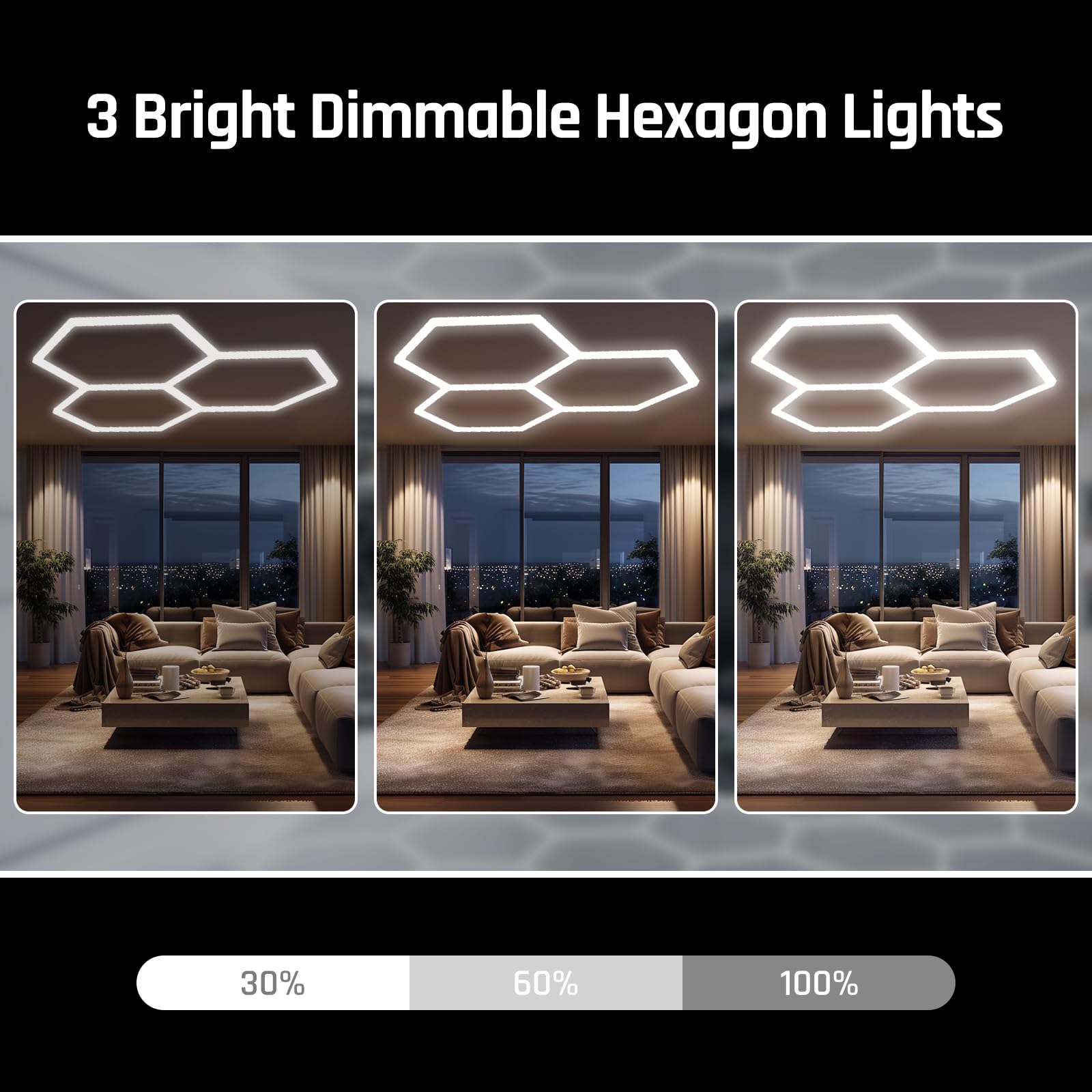 X-Litall Hexagon Garage Led Lights - Hexagon LED Lights, 6500K 17280LM Car Ceiling Detailing Shop Lights for Garage, Basement, Workshop, Warehouse, Gym, Barber, Auto Beauty Shop