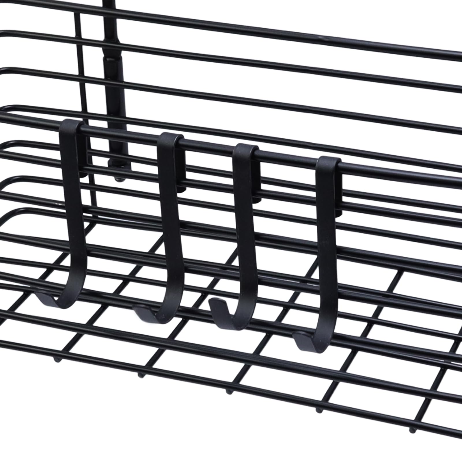 Semetall Hanging Shower Rack Black Shower Caddy Hanging with Hooks-No Drilling-the Back Hook Can be Rotated- Hung on the Faucet or Cross Bar-304 Stainless Steel-(Double Shelves)