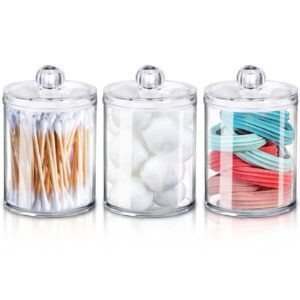 wssrogy 5 pack qtip holder dispenser cotton ball bathroom organizers storage accessories vanity makeup organizer cotton round pads floss picks small clear plastic apothecary jar containers