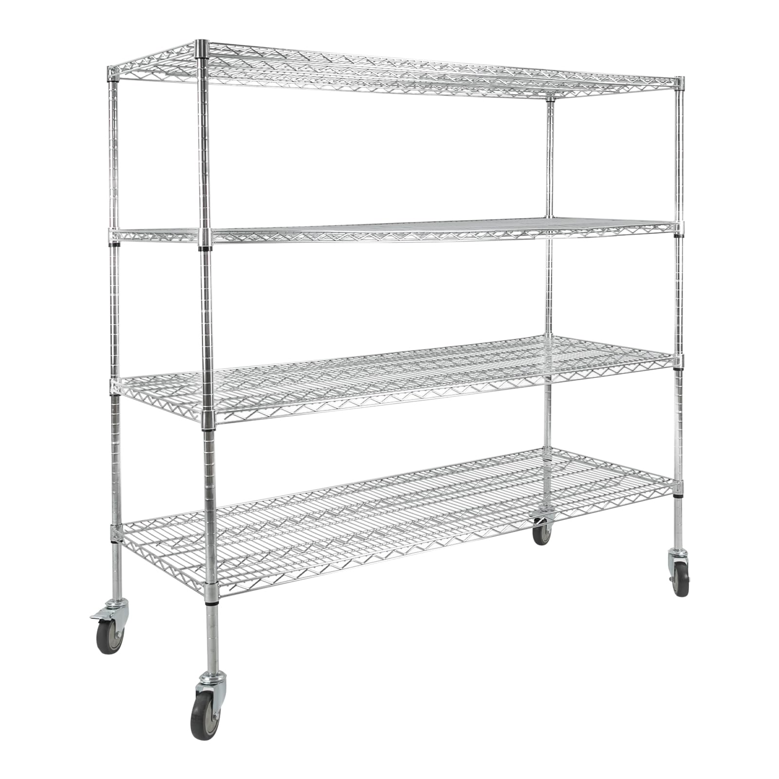 ETKEGHIP Adjustable Shelving with Wheels, 1760Lbs Heavy Duty 4-Tier Shelving Metal Shelves, 60x24x58in Steel Wire Storage Shelf Commercial Grade Utility Rack for Garage, Kitchen