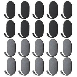 ourart 20 pcs wall mounted coat hooks, adhesive hanger hook for towel, key, robe, scarf, bag, cap - black and gray