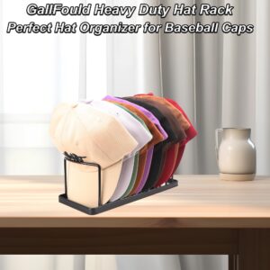 GallFould Hat Stand for Baseball Caps Display and Organizer - 2 Pack Metal Hat Organizer for 20 Baseball Caps - Free Standing/No Install Hat Rack for Closet, Bedroom, Tabletop (Black)