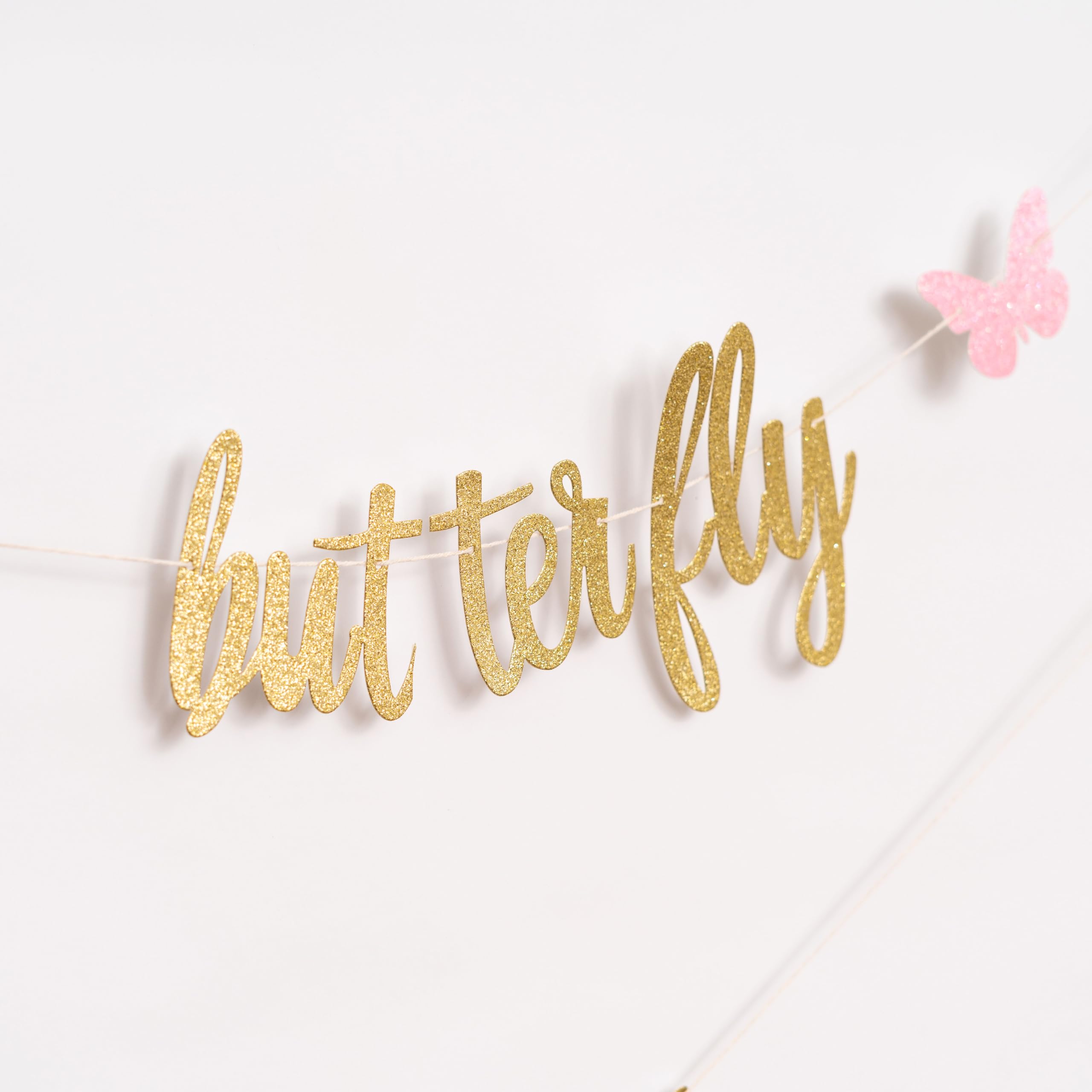 CIEQR A Little Butterfly is On The Way Baby Shower Banner - Butterfly Baby Shower Decorations, Gender Reveal Hanging Banner Sign Decor, Gender Reveal Decorations for Party Indoor Outdoor...