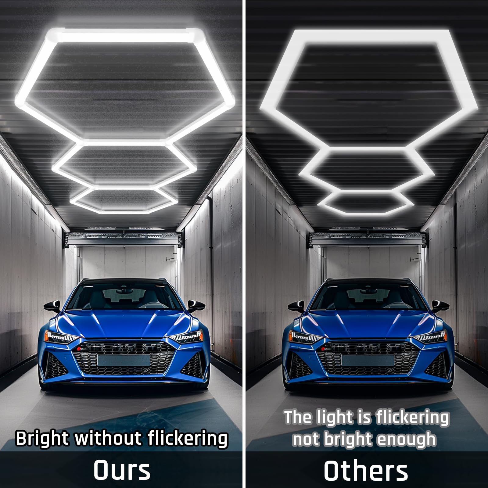 X-Litall Hexagon Garage Led Lights - Hexagon LED Lights, 6500K 17280LM Car Ceiling Detailing Shop Lights for Garage, Basement, Workshop, Warehouse, Gym, Barber, Auto Beauty Shop