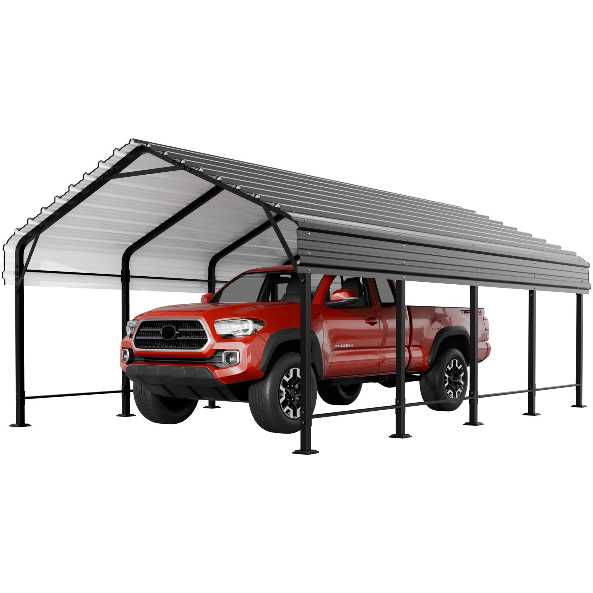 JY QAQA 12 x 20 ft Metal Carport, Heavy Duty Carport Canopy with Galvanized Steel Roof, Outdoor Car Tent Metal Garage Shelter for Car, SUV, Trucks and Boats