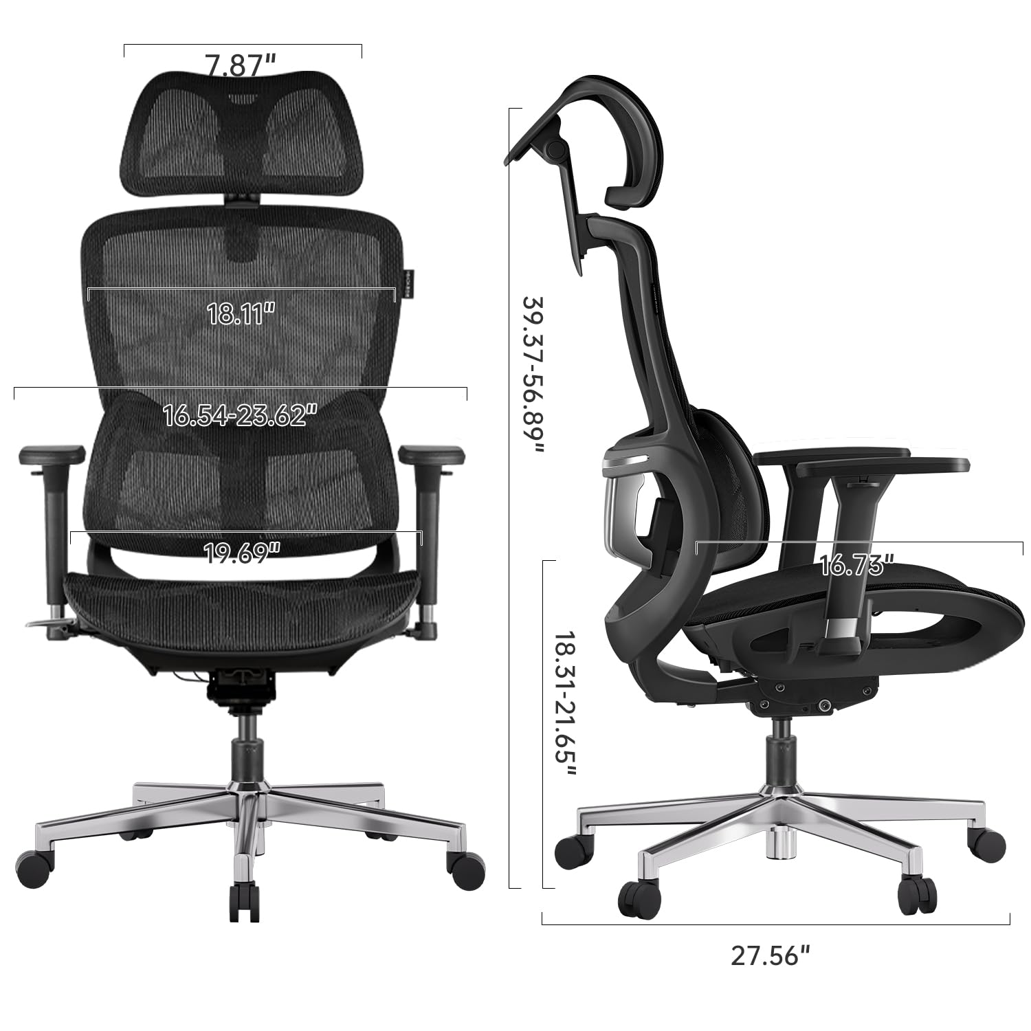 Hbada E2 Office Chair, Computer Chair with Adjustable 3D Armrest, Swivel Office Chair -Adjustable Headrest with 3D Lumbar Support and PU Wheels Black