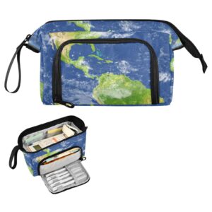 YMGQYJ Planet Earth Surface Pencil Case Large Capacity Stationery Organizer Pencil Pouch Bag for Office Travel 1 Pack 9.4x3.7x5.9 in