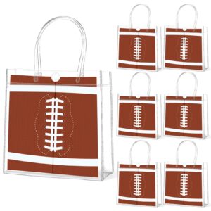 lonfliness 24pcs football clear pvc gift bags with handles bulk sport theme goodie treat candy bags rugby team present wrap tote bags for boys birthday party favor baby shower decorations supplies