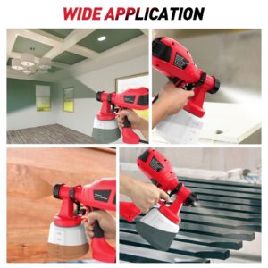 Paint Sprayer Gun for House Painting - 800W HVLP Paint Gun with 5 Nozzles & 3 Patterns, Adjustable Flow Electric Spray Paint 1200ml Container, Easy to Clean for Furniture Wood Door Fence Wall Chair