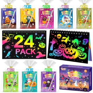 halloween party favors for kids bulk: 24 pack rainbow scratch art notebook bulk scratch art party favors girls boys birthday party favors classroom prizes gifts