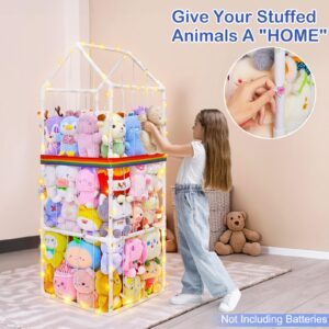 Stuffed Animals Storage Zoo Plushies Toy Storage Organizer Unicorn Castle PVC Stuffed Animals Holder Kids Toy Storage Playroom Nursery Storage Shelf