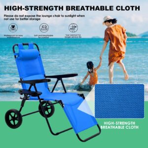 DoCred Beach Cart Chair - 2 in 1 Foldable Beach Chair with Wheels, Beach Lounge Chair, Chair Wagon Beach Cart with 5 Positions for Beach, Backyard, Pool, Camping or Picnic