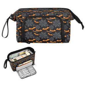 Quteprint Large Capacity Pencil Case, Abstract Goth Halloween Bats Portable Pencil Bag Pen Case Pouch with Zipper, Office School Stationery Bag Pencil Box Holder for Teens Girls Boys Adults Student