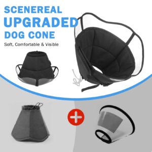 SCENEREAL Dog Cone for Dogs After Surgery, Adjustable Dog Cone Collar Alternative to Stop Licking for Wound Care, Spay, Neuter, Soft Recovery Cone for Medium Large Size Dog, E-Collar Neck Collar