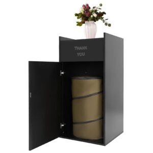 restaurant trash bin cabinet, 22"x22"x46" garbage can commercial with a foldable canvas trash bag inside, garbage receptacle indoor with tray holder for restaurants, cafeterias (black)