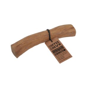 coffee chew® coffee wood dog chew - size large, real coffee wood chewable stick and durable dog toy, 100% natural and no chemical additives, dental care and relieves stress