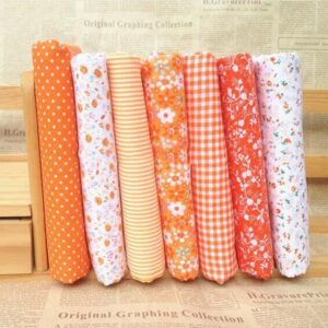 7pcs top orange cotton craft fabric bundle squares patchwork diy sewing scrapbooking quilting floral dot pattern craft and hobby fabric, craft and hobby fabric, fabric 10" x 10" (25cm x 25cm)