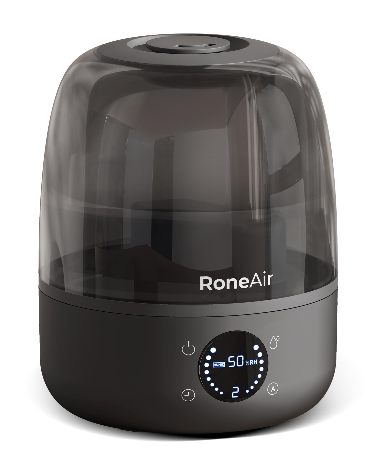 RoneAir Humidifiers for Bedroom Large Room Home, 3L Cool Mist Humidifiers for Baby Nursery & Plants, Ultrasonic, Smart Auto Humidification, Oil Diffuser, Timer, Auto Shut-Off, 360° Nozzle, 26dB Quiet