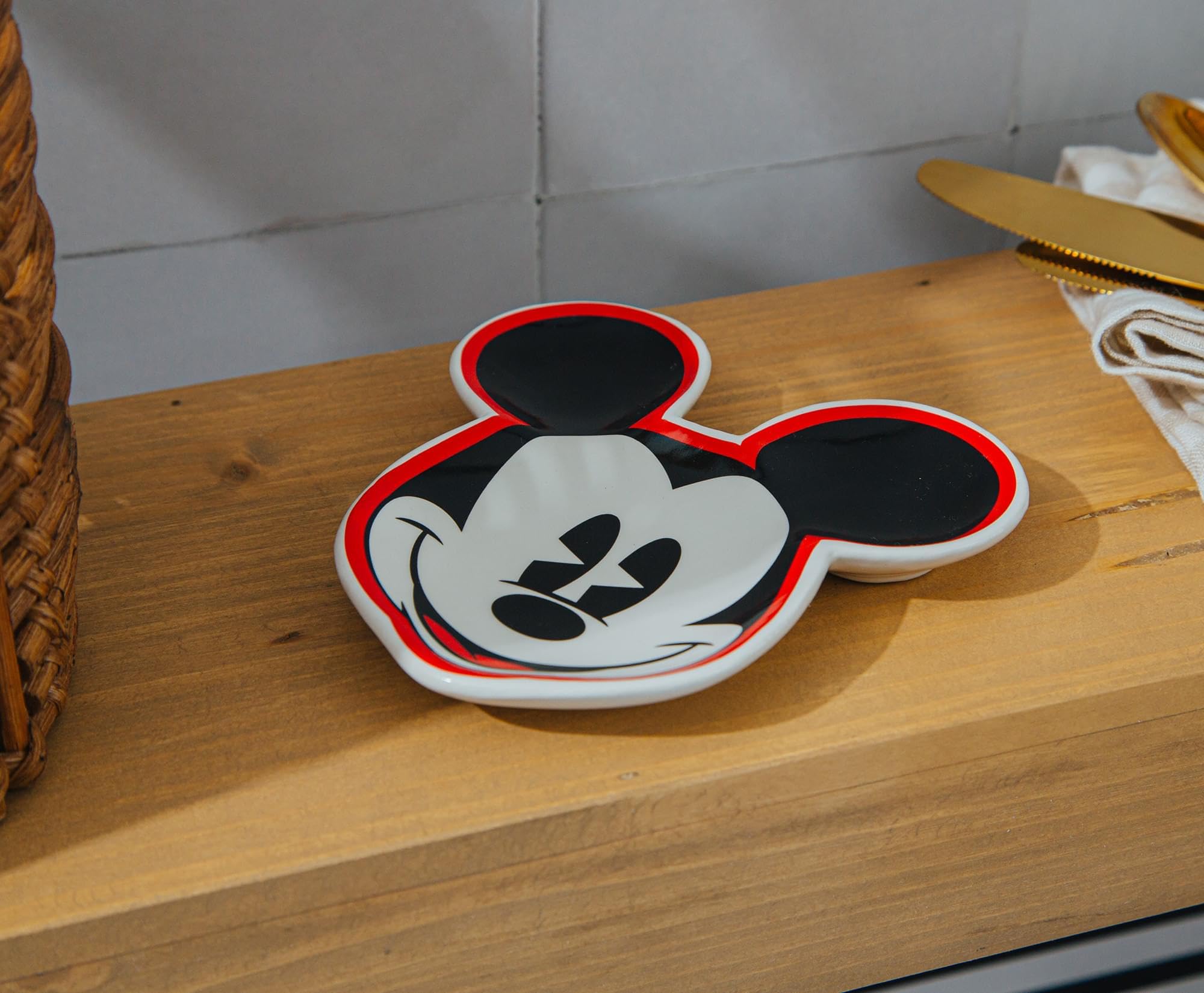 Disney Mickey Mouse Sculpted Ceramic Spoon Rest Holder | Kitchen Organizer For Utensils To Keep Countertop Clean