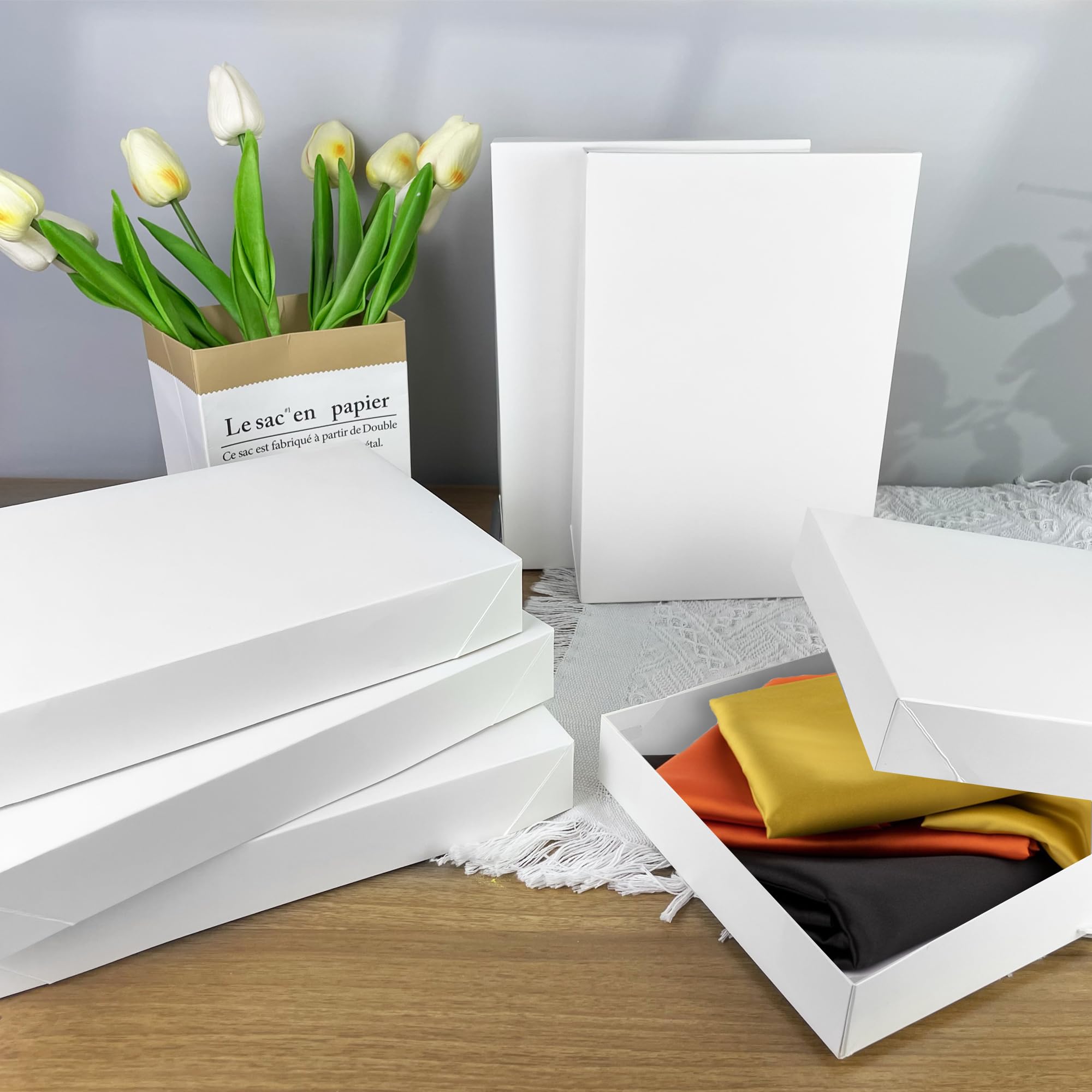 MUMULULU 8 PCS White Gift Boxes with Lids Sizes 11'' x 7.48'' for Birthdays Graduations Christmas Weddings Baby Showers and More