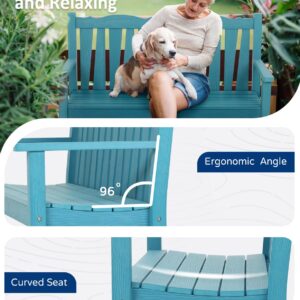 LAHAAP Outdoor Bench Weatherproof, 2-Person Garden Benches for Outdoors, All Weather HIPS Patio Bench Holds up to 800lbs, Never Rot or Fade, Comfort Bench for Porch, Garden, Patio, Backyard and Park