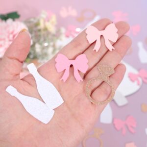 She’s Tying the Knot Party Confetti - Bridal Shower Table Decoration,Table Scatter Bridal Shower Photo props,Champagne Bow Diamond Ring Confetti Perfect for Any Event