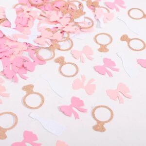 She’s Tying the Knot Party Confetti - Bridal Shower Table Decoration,Table Scatter Bridal Shower Photo props,Champagne Bow Diamond Ring Confetti Perfect for Any Event