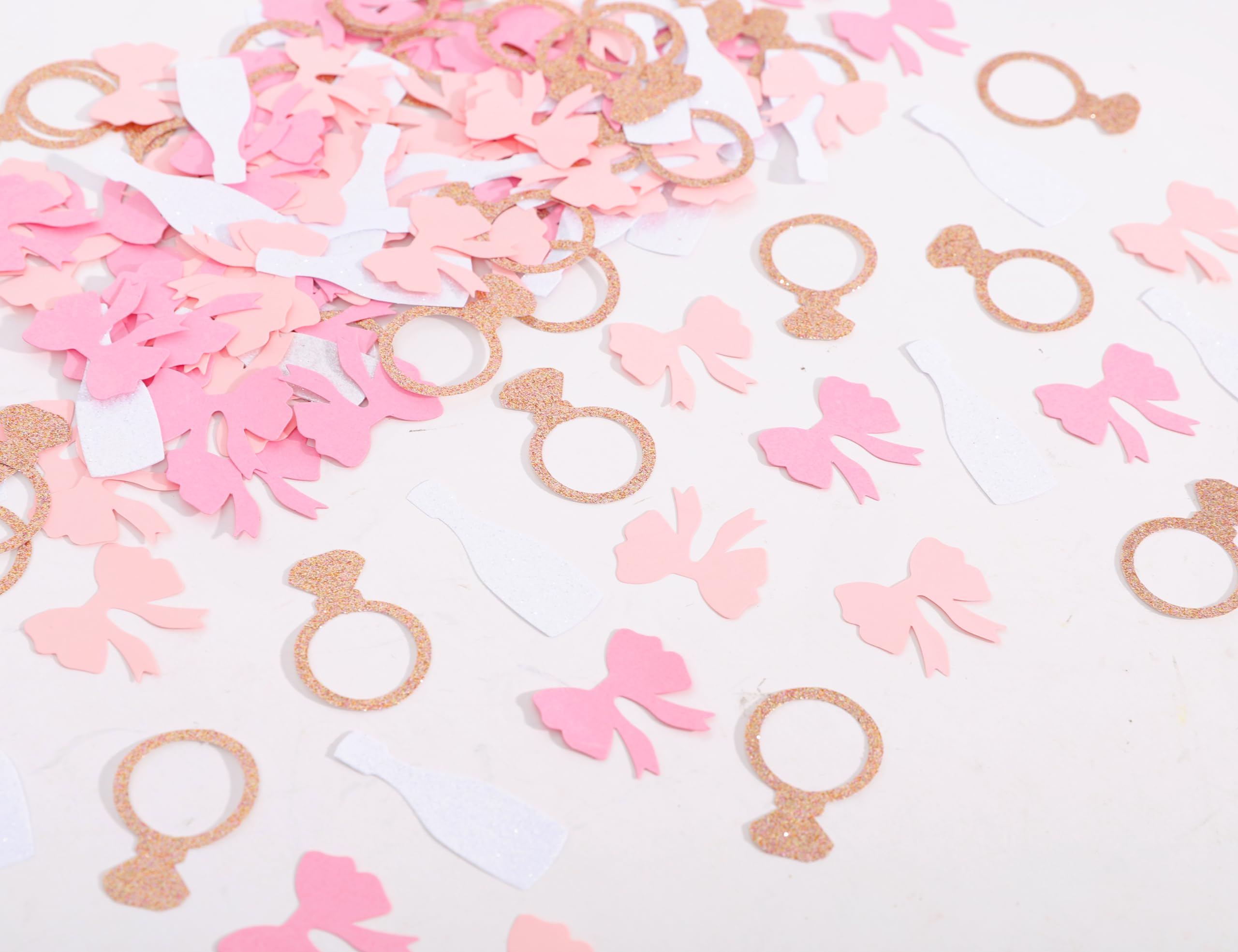 She’s Tying the Knot Party Confetti - Bridal Shower Table Decoration,Table Scatter Bridal Shower Photo props,Champagne Bow Diamond Ring Confetti Perfect for Any Event