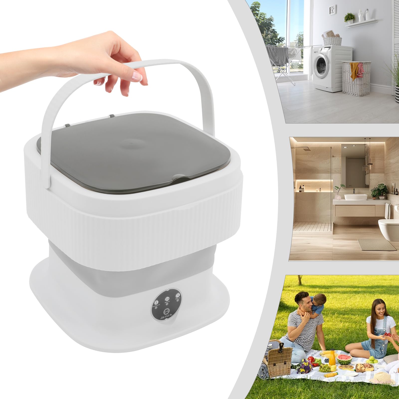 TANAUT Portable Washing Machine,10L Mini Foldable Washing Machine With 3 Modes Deep Cleaning Half Automatic Washt, Foldable Washing Machine With Soft Spin Dry For Apartments, Dormitories, Hotels