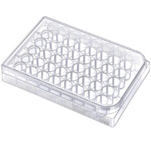 tellegloww 1 pack disposable sterile flat tissue cell culture plates with lid tissue culture treated plate for lab cell culture, clear (48 well)