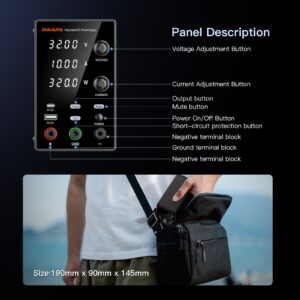 DC Power Supply Variable, Adjustable Switching Regulated Power Supply (32V 10A) with Encoder Coarse & Fine Adjustments Knob, Bench Power Supply with USB & Type-C Quick-Charge Interface