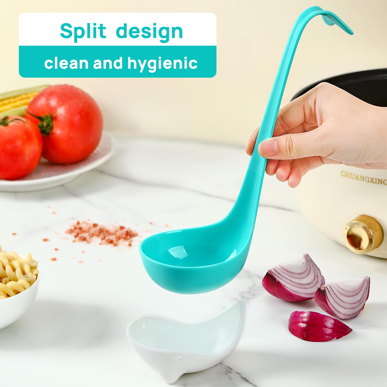 Whale Tail Soup Ladle - Cute & Funny Kitchen Gadget, Ideal for Cooking, Serving Soup, Stew, & Sauce - Versatile Tool with Food-Grade Material, Hook Tail Design & Ergonomic Handle