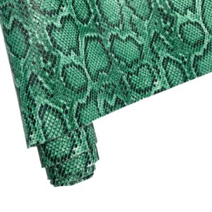 12"x54" snake patterned pu faux leather,embossed snake textured faux synthetic leather fabric for home decoration diy sewing clothes project bows earrings making craft green