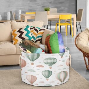 Eizlang Hot Air Balloon Storage Basket Collapsible Laundry Basket Personalized Blanket Basket Clothes Toys Nursery Storage Box with Handles Bedroom Living Room Closet Decorative