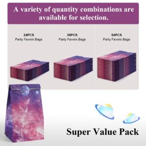 LovesTown 24PCS Party Favor Bags, Space Galaxy Print Candy Paper Bags with Stickers Goodie Treat Bags for Kids Birthday Space Galaxy Party Supplies