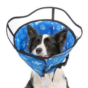 scenereal dog cone for dogs after surgery, adjustable dog cone collar alternative to stop licking for wound care, spay, neuter, soft recovery cone for medium large size dog, e-collar neck collar