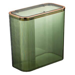 Naisicore Bathroom Trash Can with Lid, Space-Saving Green Trash Can, Slim Waste Basket, Clear Bathroom Garbage Can for Bedroom, Kitchen, Office (12.2x6.1x11.8in)