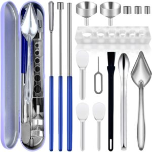 leleluk 16 pcs versatile easy capsule filling tool kit for gel capsules empty - pill filling tools with micro funnel, capsule holder, herb tamper and lab scoops - gel capsules size #000 00 0 1 2 3 4 5