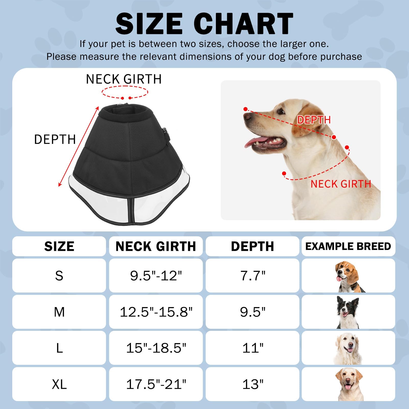 SCENEREAL Dog Cone for Dogs After Surgery, Adjustable Dog Cone Collar Alternative to Stop Licking for Wound Care, Spay, Neuter, Soft Recovery Cone for Medium Large Size Dog, E-Collar Neck Collar