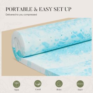 Emerspring Mattress Topper Full, 3 Inch Thick Memory Foam Gel Infused Cooling Toppers Pad for Full Size Bed, Sleeper Sofa, RV, Camper, CertiPUR US Certified, Ventilated and Breathable, Blue, Full