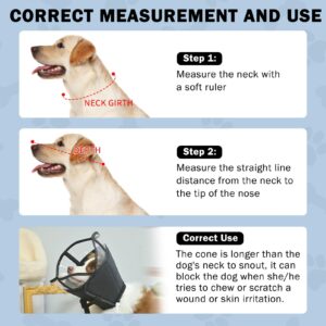 SCENEREAL Dog Cone for Dogs After Surgery, Adjustable Dog Cone Collar Alternative to Stop Licking for Wound Care, Spay, Neuter, Soft Recovery Cone for Medium Large Size Dog, E-Collar Neck Collar