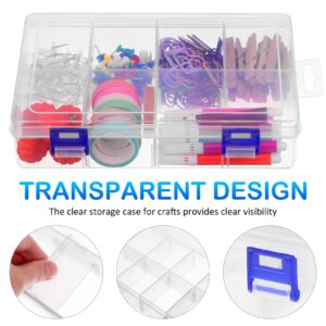 Kichvoe Plastic Organizer Box with Dividers: Clear Organizer Box Reusable Snack Box Containers with 8 Adjustable Compartments For Jewelry Crafts Meal Prep Picnic, 7.66x5.23x1.73 inch