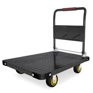 heavy duty platform truck cart foldable flat cart push cart dolly large platform cart w/ 5'' swivel wheels 2000lbs capacity moving hand dolly for groceries, garage, warehouse (35'' l x 22.5'' w)