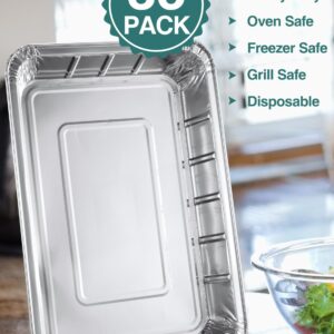 NEEBAKE 35 Pack 9x13 Disposable Aluminum Pans - Large-Aluminum-Foil-Pans-Half-Size-Tin-Foil-Baking-Pans-Heavy-Duty-Steam-Table-Tin-Trays-Containers-for-Prepping-Food-Cooking-Roasting-Heating