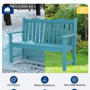 LAHAAP Outdoor Bench Weatherproof, 2-Person Garden Benches for Outdoors, All Weather HIPS Patio Bench Holds up to 800lbs, Never Rot or Fade, Comfort Bench for Porch, Garden, Patio, Backyard and Park