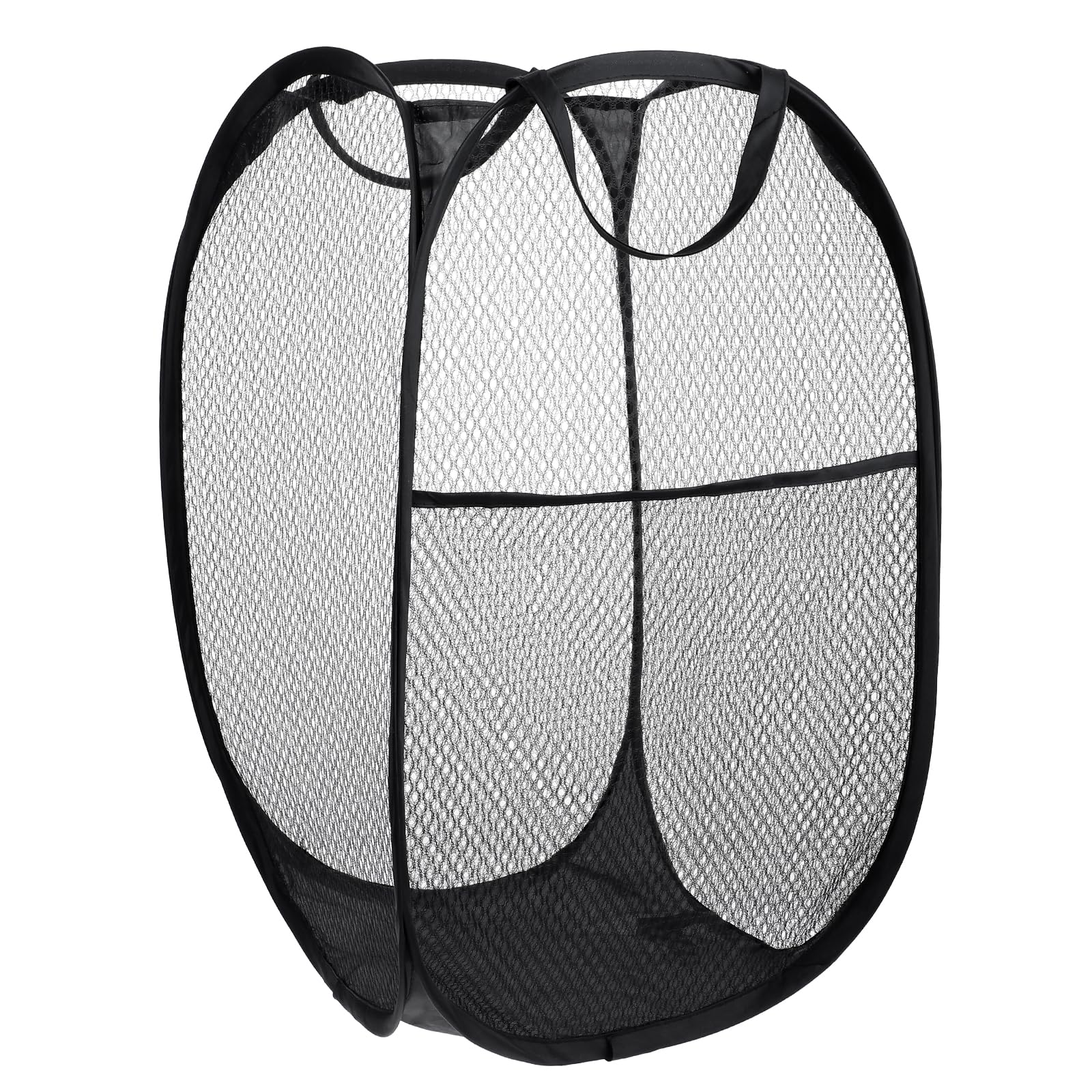 Sibba Pop Up Hamper Mesh Laundry Bag Foldable Basket Travel Black Hamper Pocket Cloths Storage with Handles Large Pop Up Hamper Portable Laundry Organization for Laundry Room Bathroom Dorm