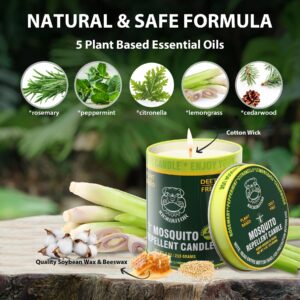 KICKOUTOR Mosquito Repellent Candle 2PCS 9oz Citronella Candles Natural 30 Hours DEET Free Anti Bug Candle Made with Essential Oils Soy Beeswax for Outdoor Patio Camping Picnic Indoor Room