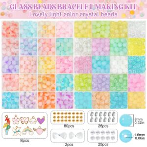 Acerich 2 Boxes Glass Beads for Jewelry Making, 44 Colors 8 mm Crystal Beads for Bracelets for DIY Crafts Birthday Gifts Round Friendship Bracelet Kit, SKU-038-1-A